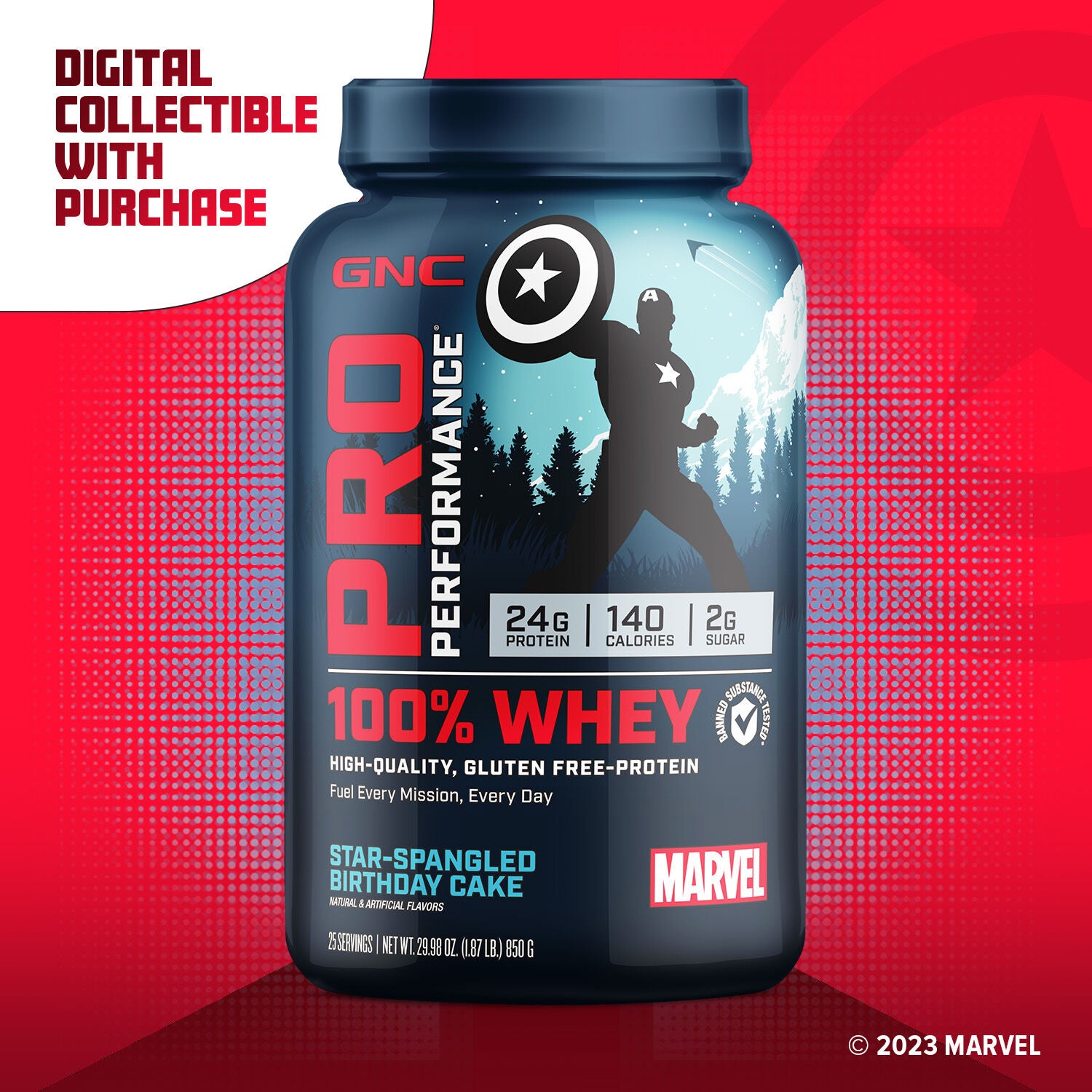 GNC Pro Performance® - 100% Whey - Marvel: Star-Spangled Birthday Cake - 25 Servings | GNC